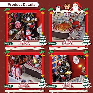 Flever Dollhouse Miniature DIY House Kit Creative Room with Furniture and Glass Cover for Romantic Artwork Gift(Christmas Eve)