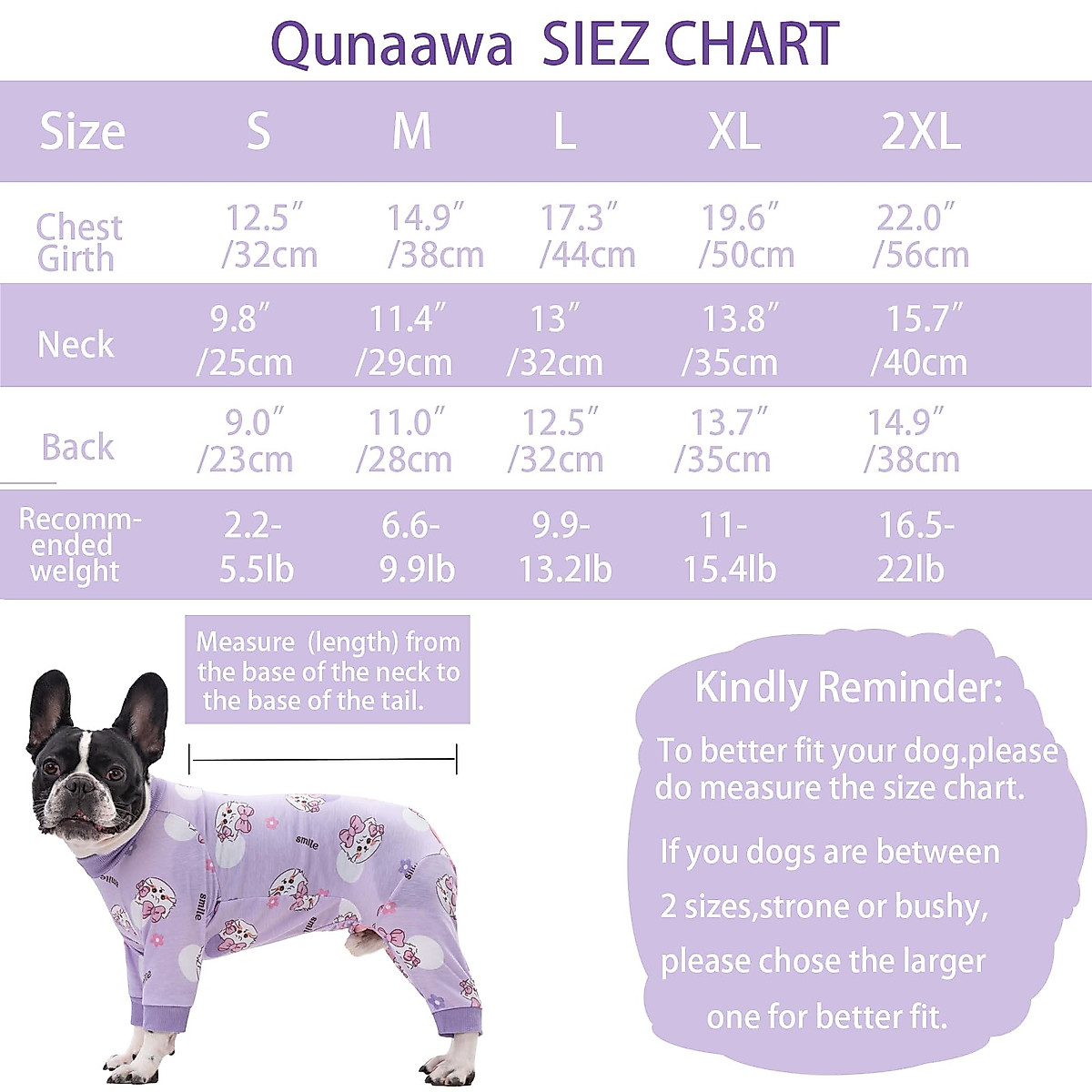 Qunaawa Dog Recovery Suit for Surgery Small Medium Dogs Onesie, Cute Soft Dog Pajamas Bodysuit Cone Alternative Prevent Licking Dog Recovery Suit Female Male (X-Large, Cat Purple)