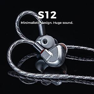 LETSHUOER S12 in Ear Monitor, 14.8mm Planar Magnetic Driver HiFi IEM in Ear Earphones (Frosted Silver, 3.5mm)