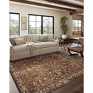 Loloi Magnolia Home by Joanna Gaines Banks Collection BAN-04 Brick/Ivory 8'-6" x 11'-6", .13" Pile Height, Machine Washable, Area Rug