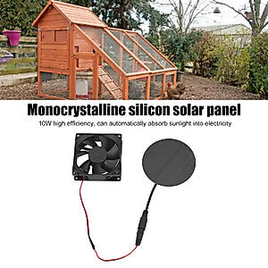 10W Solar Powered Exhaust Fan, 8cm Portable Solar Panel Fan Kit for Shed Garage Attic Barn Workshop Chicken Coop Pets Houses