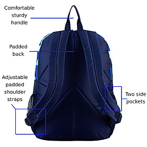 FUEL Lunch Backpack Set Water Resistant Bookbag Bag Soft Reusable Insulated Cooler Lunch Box Thermal Travel Office Lunch Bag, Blue Jagged Shape