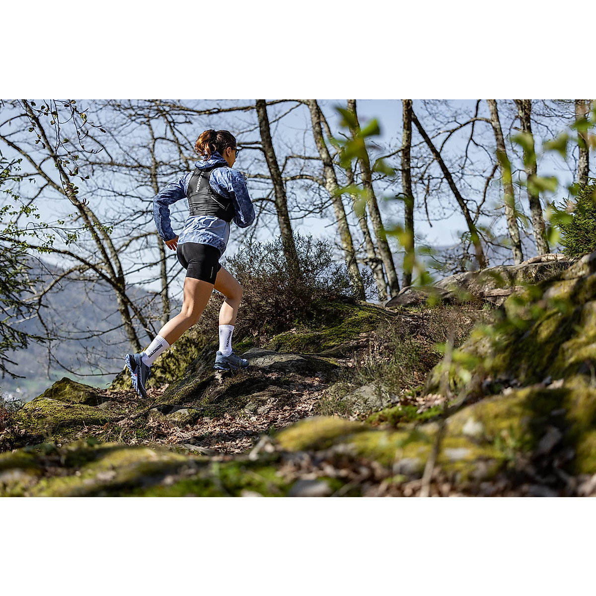 Salomon Women's ALPHACROSS 5 Hiking Shoe, Bering Sea/Carbon/Blue Heron, 8