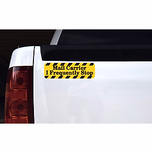 StickerTalk Mail Carrier Frequently Stops Vinyl Sticker, 10 inches by 3 inches