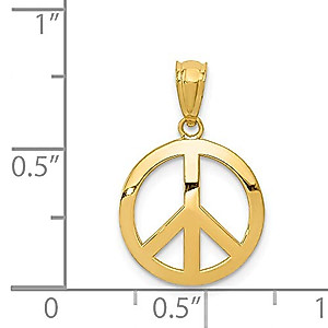 The Black Bow 14k Yellow Gold 13mm Polished Convex Peace Symbol Pendant