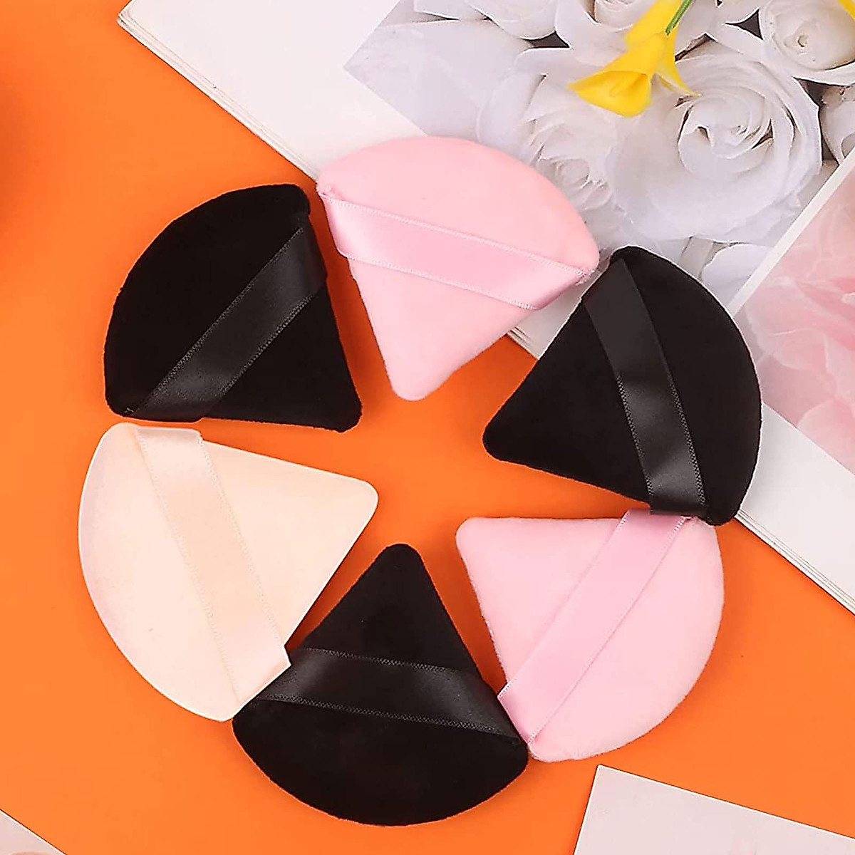 LRICXFANG 15 Pcs Triangle Powder Puff, Puffs for Face Makeup Pure Cotton Puff Soft Velour Loose Mineral Body Cosmetic Foundation - Wet & Dry Beauty Tools
