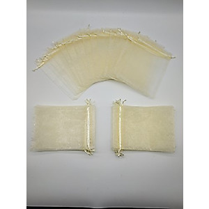 Ankirol 100pcs Sheer Organza Favor Bags 5x7'' for Wedding Bags Samples Display Drawstring Pouches (Champagne)