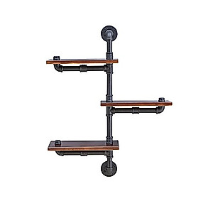 Danya B. 3-Tier Vertical Floating Staggered Industrial Rustic Pipe Shelves - Wall Mount