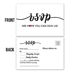 TENTADO RSVP Postcards, 50 Pack Rsvp Cards, Response Cards, Reply Cards Perfect for Wedding, Bridal Shower, Baby Shower, Birthday, Engagement, Bachelorette Party Invitations, 4X6 Inch.
