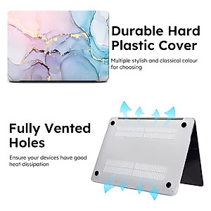 iCasso Compatible with MacBook Air 13 inch Case 2024-2022 Release M3 A3113 A2681 M2 with Liquid Retina Display, Hard Plastic Shell for Mac Air 13.6, TPU Keyboard Cover&Screen Protector(Blue Marble)