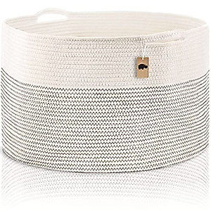 Little Hippo Baskets XXXL Large Cotton Rope Basket 22"x22"x14" Storage Basket, Woven Basket, Large Basket, Blanket Basket Living Room, Toy Basket, Baskets for Organizing, Kids Toy Storage Organizer