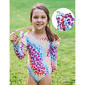 Arshiner Girls Gymnastics Leotards Ruffle Long Sleeve Shimmer Ballet Unitard Dancewear for 3-10 Years