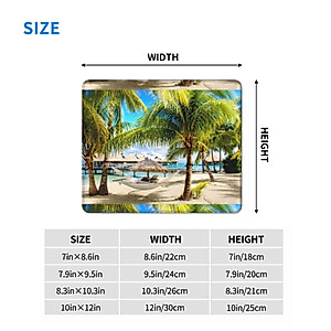 Tropical Beach Scenery Mouse Padwith Stitched Edges and Non-Slip Rubber Base for Laptop Computers Gaming Office or Home
