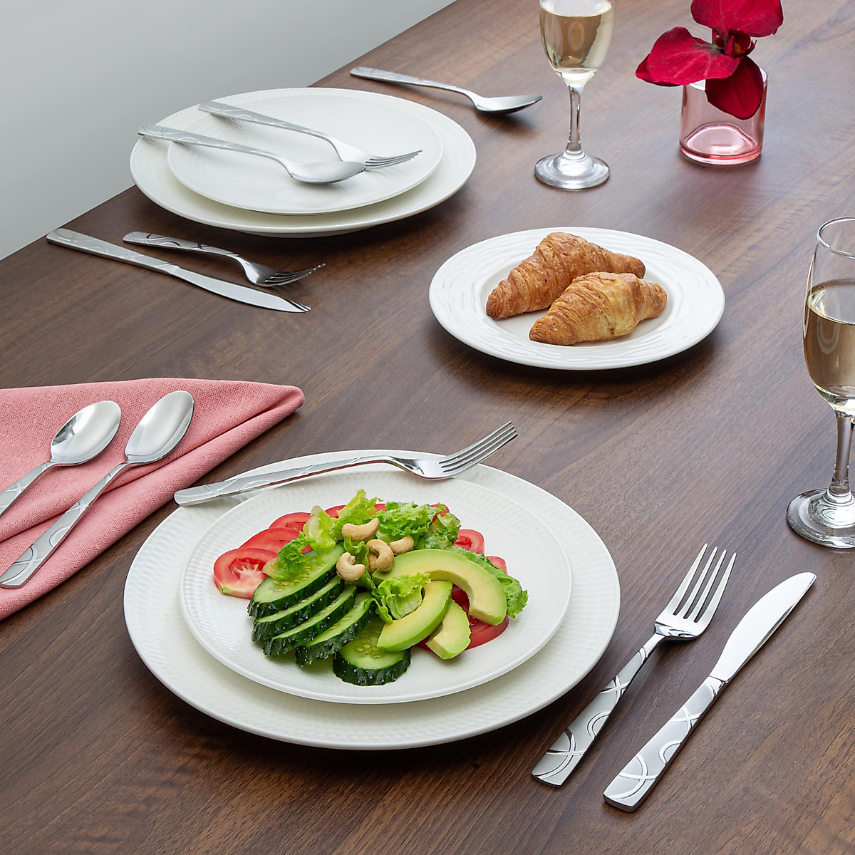 HIKAA 20PCS Silverware Set Service for 4,Premium Stainless Steel Cutlery Set, Mirror Polished Flatware Sets,Modern Kitchen Eating Utensils Set Include Spoons Forks Knives