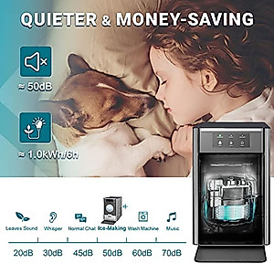 EUHOMY Nugget Ice Makers Countertop, Max 33lbs/24H, 2 Ways Water Refill, LED Light, Self-Cleaning Pebble Ice Maker with Basket and Scoop, for Home/Kitchen/Camping/RV. (Black Silver)