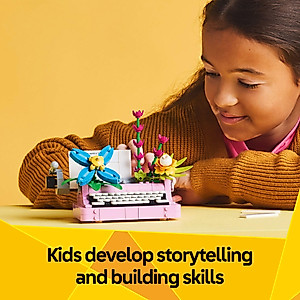 LEGO Creator 3 in 1 Typewriter with Flowers - Easter Basket Gift for Kids - Building Toy with 3 Building Options, Typewriter, Flowerpot with Pen & Notebook, or Keytar - 31169