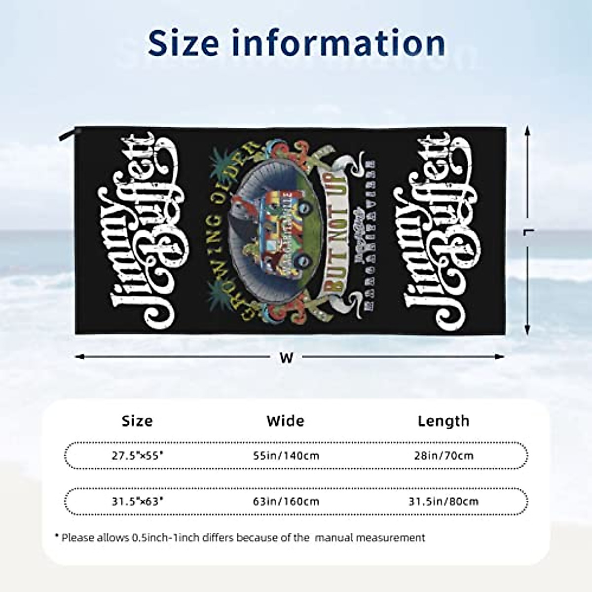 GIMMAV Jimmy Singer Buffett Beach Towel, Funny Graphic Quick Dry Towel, Travel Superfine Fiber Bath Towel, Sand Proof Beach Towels, Beach Super Absorbent Towel 31.5"X63"