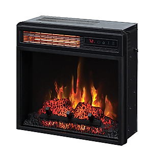 ClassicFlame 18" Infrared Quartz Electric Fireplace Insert with Safer Plug, Black