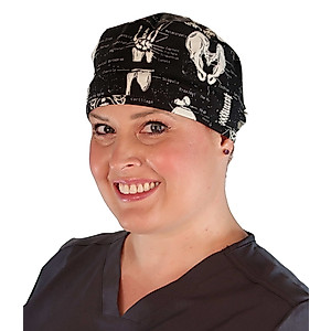Sparkling EARTH Human Body Skeleton (Glows in The Dark) - Unisex Classic Surgical Style Scrub Working Cap - - 100% Cotton - Made in USA!
