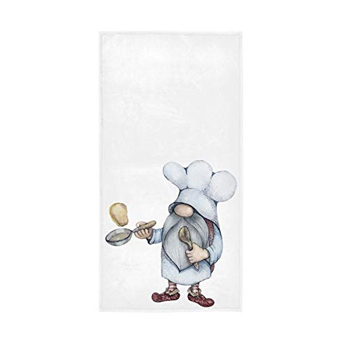 QUGRL Funny Gnome Baker Hand Towels Cute Chef Kitchen Dish Towels, Soft Quality Premium Fingertip Washcloths Bathroom Decor for Guest Hotel Spa Gym Sport 30 x 15 inches