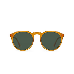 RAEN Ð Remmy Ð Unisex Retro Round Sunglasses UV Protection - Honey/Green Polarized Lens (Size 52 MM)