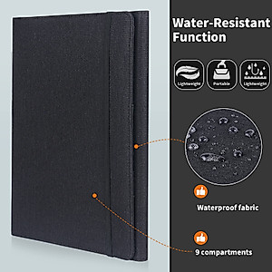 Trifold Cover for Rocketbook Fusion, Panda, Everlast, Letter Size, Multi A4 Size Notebook Case with Pen Loop, Waterproof Fabric, Zipper Pocket, Business Card Holder, 8.5" x 11"inch (Black)