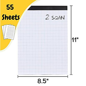 Mr. Pen- Graph Paper, 2x2 (2 Squares per inch), 8.5"x11", 55 Sheets, Grid Paper, Graphing Paper, Graph Paper Pad, Math Graph Paper, Grid Paper Pad, 1/2 Inch Graph Paper, Square Paper, Math Paper