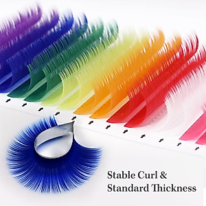 MERETON 16 Rows Colored Lash Extensions White Pink Red Golden Yellow Green Blue Purple Mix Color 0.07mm D Curl Color Lashes Extension Individual Single Classic Eyelash Extensions(0.07 D 14mm)