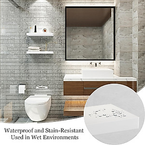 Premium White Glossy Finish Floating Shelves for Wall, 17'', Bright Solid Wood Floating Shelves, Sleek Wall Shelf Set with Strong Hidden Brackets for Contemporary Home Decor, Heavy Duty, Set of 2