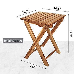 LITADA Small Patio Table (Set of 2) Acacia Wooden Small Table, Side Table, Coffee End Table, Small Square Folding Side Table, Plant Stand Mid Century Easy Assembly Modern Home Decor (Natural Color)