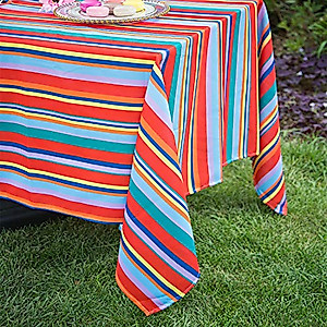 SquarePie Outdoor Tablecloth Rectangle Stain Resistant Waterproof Table Linen Table Cover with Umbrella Hole and Zipper for Picnic Patio Garden Party Tables, 52x70 Color Stripe