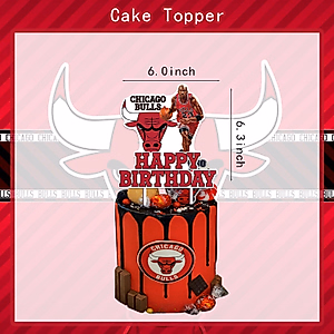Chicago Bulls Birthday Party Decorations Michael Jordan Themed Basketball Party Supplies 23 Nba Sports Party Favors includes Banner Balloons Cupcakes Cake Topper for Men and Girls Boys