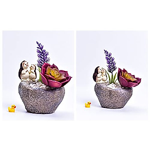 Cute Little Hedgehog Flowerpot with Drainer Garden Flowerpot Resin Succulent Potted Bonsai Plant Stand Home Desk Mini Ornaments Does Not Contain Plants