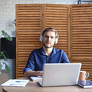 ALIMORDEN 5.7 Ft 3 Panels Room Dividers, Vintage Natural Wooden Privacy Screen, Folding Wall Divider, Space Seperate