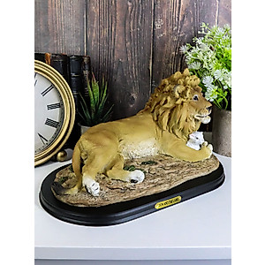 Ebros Gift Religious Christian Inspirational Lion and The Lamb Statue with Base and Brass Plate Title Home Decor Revelations 5 Sculptural Reproduction Jesus Christ Lion of Judah and Lamb of God