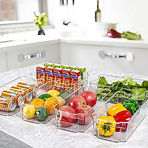 HOOJO Refrigerator Organizer Bins - 8pcs Clear Plastic Bins For Fridge, Freezer, Kitchen Cabinet, Pantry Organization and Storage, BPA Free Fridge Organizer, 12.5" Long