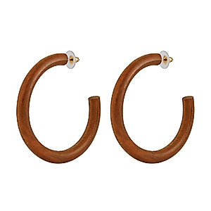 STWTR Women's Natural Wood Earrings Fashion Earrings Geometric Shape Retro Earring Set Natural Wood Hollow Semicircle Earrings