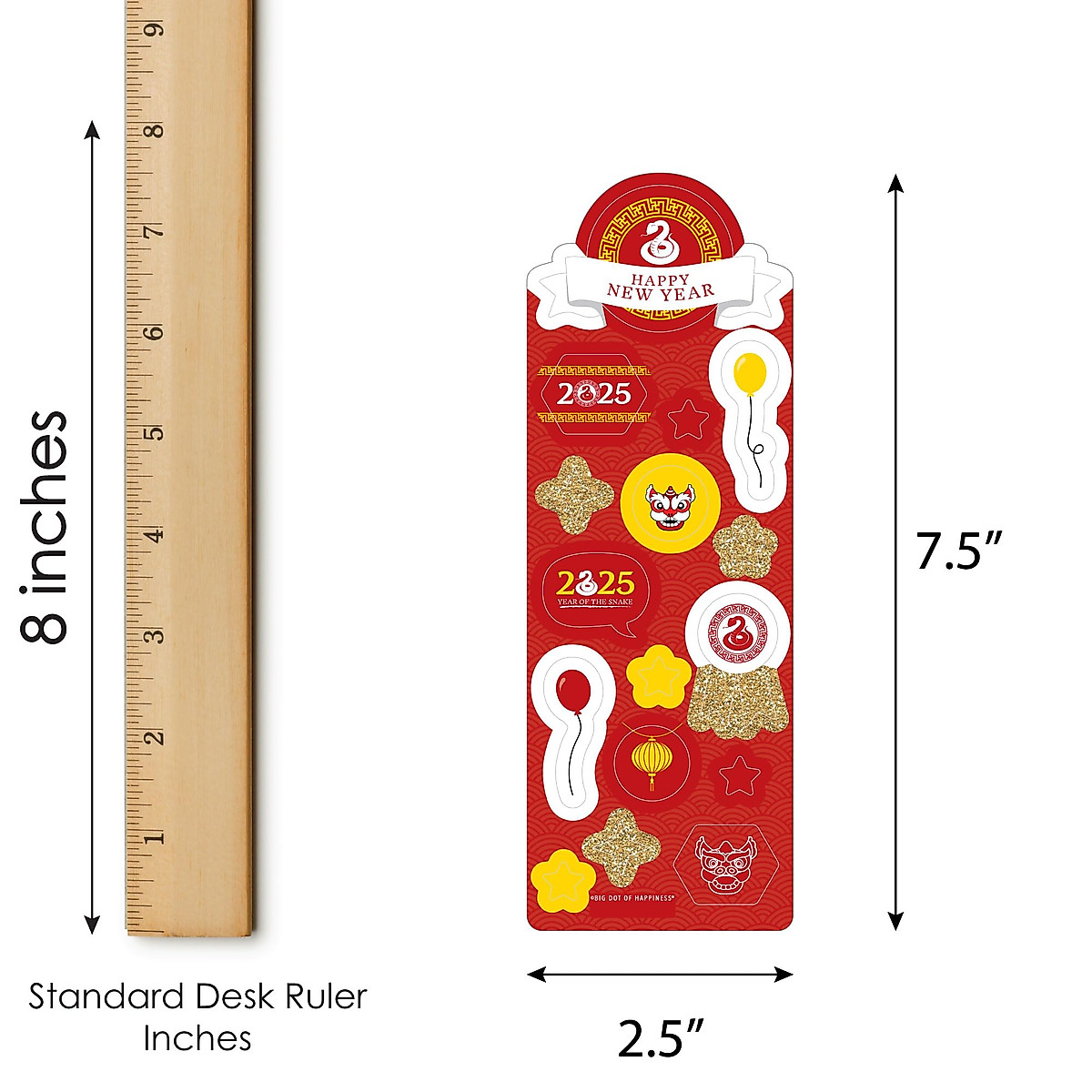 Big Dot of Happiness Chinese New Year - 2025 Year of The Snake Favor Kids Stickers - 16 Sheets - 256 Stickers