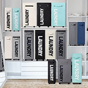 CAROEAS 23" Pro+ WHEELED Laundry Hamper Black&White Breathable Cover Heavy Duty Laundry Sorter Dirty Clothes Organizer Waterproof Foldable Laundry Basket Extra Large Laundry Bag (Pro Plus 23",Black)