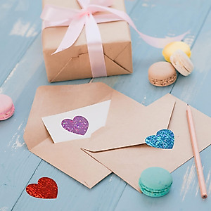 Glitter Valentine's Day Heart Stickers for Envelopes 500pcs Valentine Stickers Decorative Love Stickers Holiday Decorations Wedding Supplies