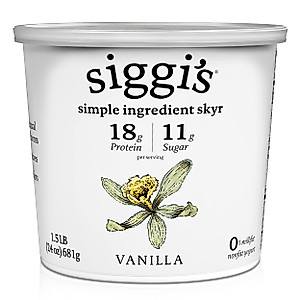 siggi’s Icelandic Strained Nonfat Yogurt, Vanilla, 24 oz. – Thick, Protein-Rich Yogurt Snack