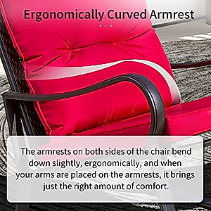 domi outdoor living 3 Pieces Bistro Set Outdoor Rocking Chairs All Weather Patio Wicker Furniture Set with Thickened Cushion and Glass Top Coffee Table for Yard,Bistro (Red)