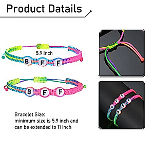2 Sets Best Friend Bracelets Matching Bff Adjustable Cord Bracelet for Bff Friendship Relationship Women Girlfriend Boyfriend Matching Relationship Inspirational Valentines Graduation Gifts for Her