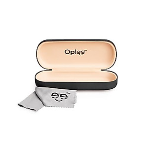 Oplee™ Hard Shell Eyeglass Case with Grey Microfiber Cloth (Black)
