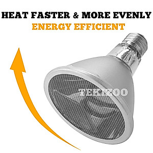 TEKIZOO Deep Heat Lamp Infrared Heater Light for Reptile and Amphibian Pet (100 W)
