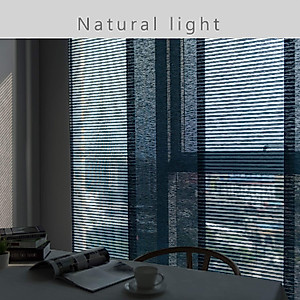 GoDear Design Adjustable Sliding Vertical Blinds for Sliding Glass Doors 45.8"- 86" W x 96" H, Extendable Panel Track Blinds, Hanging Room Dividers, Blue Trimmable Woven Fabric, Semi-Sheer, Meteor