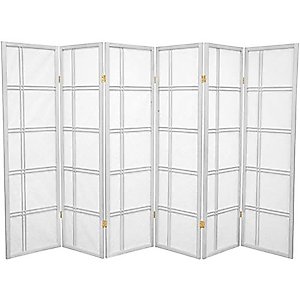 Oriental Furniture 5 ft. Tall Double Cross Shoji Screen - White - 6 Panels