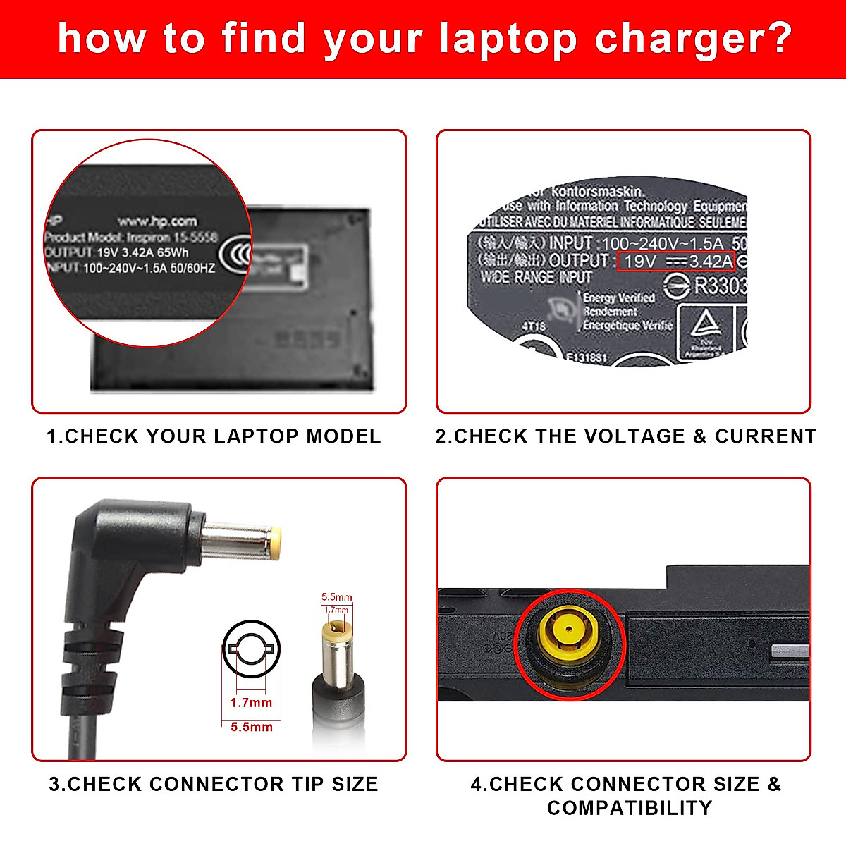 AC Doctor INC 19V 3.42A 65W AC Adapter Charger for Acer Aspire 5532 5349 5750 5742 5250 5253 5733 5534 5336 5552 5560 7560 V5 V5-121 Laptop Power Supply Cord 5.5x1.7mm