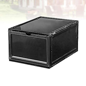 Toyvian Entryway Shoe Storage Bench Shoe Box Shoe Storage Boxes Magnetic Folding Stackable Shoes Cases Organizer Bins Container for Home Shop Black Shoes Container