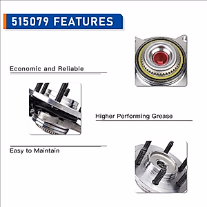 MACEL 515079 4WD Front Wheel Hub Bearing Assembly Compatible with 2004-2008 Ford F150, 2006-2008 Lincoln Mark LT 6 Lugs W/ABS